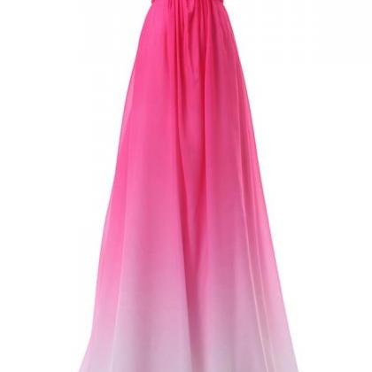 Pretty Pink Sweetheart Long Gradient Chiffon Prom Dresses,elegant Prom ...