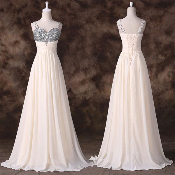Top Selling Elegant Chiffon Long Prom Dresses,with Straps,back Up Lace ...