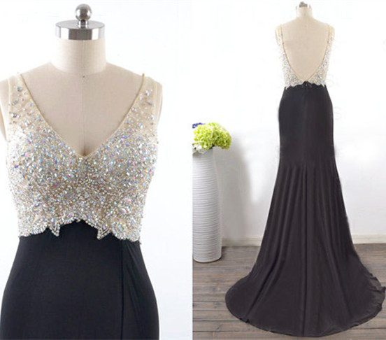 Charming Prom Dress,v-neck Prom Dress,a-line Prom Dress,beading Prom ...